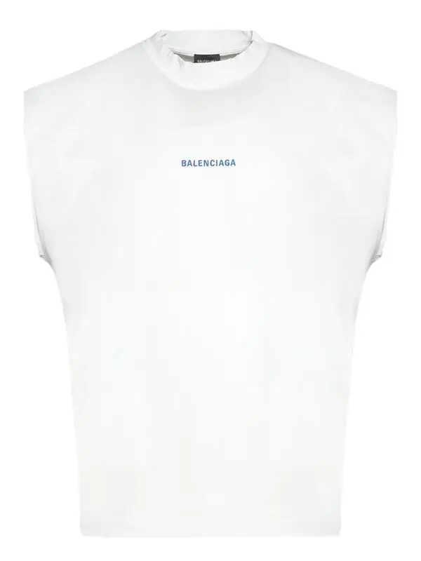 Balenciaga Sleeveless T-shirt Dirty - White