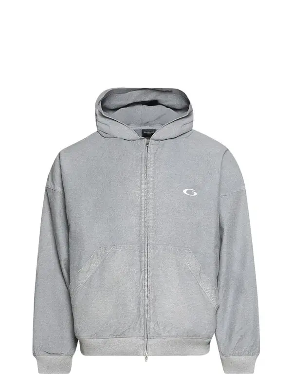 Balenciaga Trompe L'oeil Zip-up Hoodie - Grey