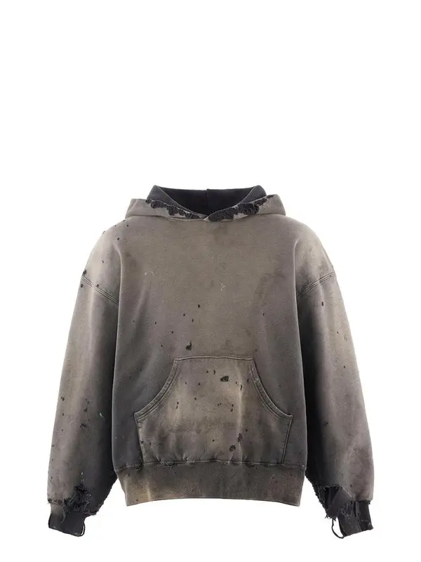 SAINT MXXXXXX Double Face Destroyed Hoodie - Black