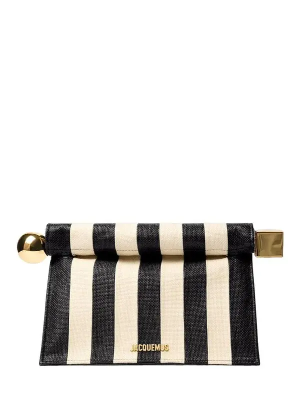 Jacquemus The Rond Carré Raffia Clutch - Black