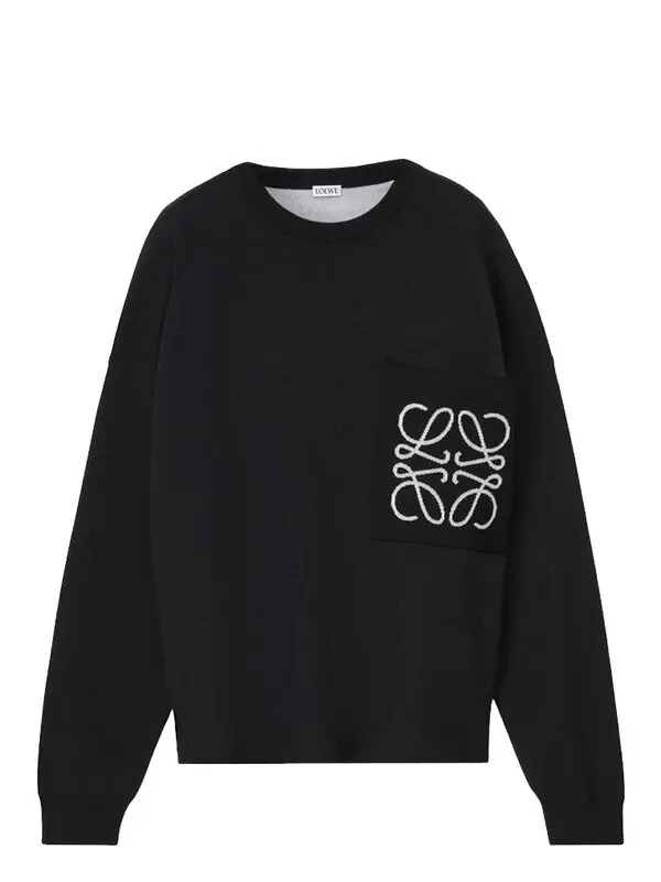 Loewe Anagram Pocket Relaxed Fit Sweater - Black
