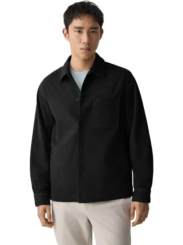 Theory Snap Overshirt In Suede - Black