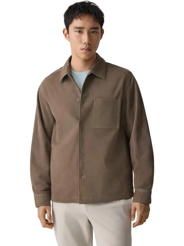 Theory Snap Overshirt In Suede - Morel