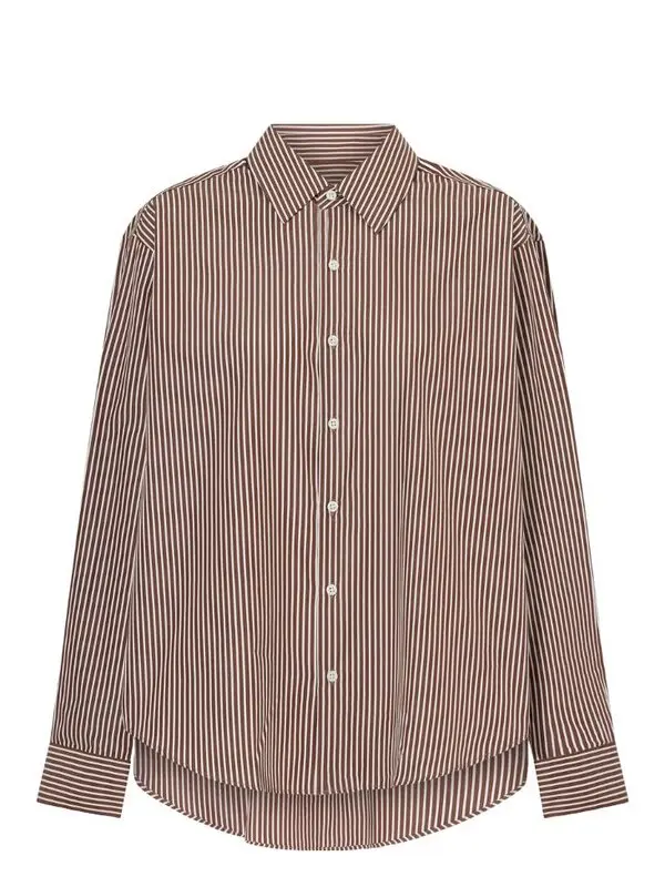 Comme Si La Shirt Classica Striped Cotton-poplin Shirt - Brown