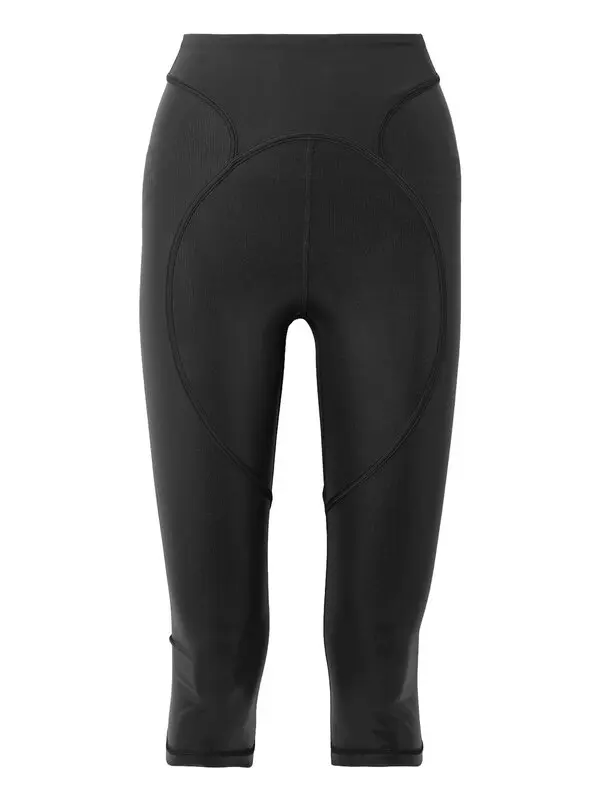 Adidas By Stella McCartney Cropped Paneled Metallic Recycled Leggings - Black