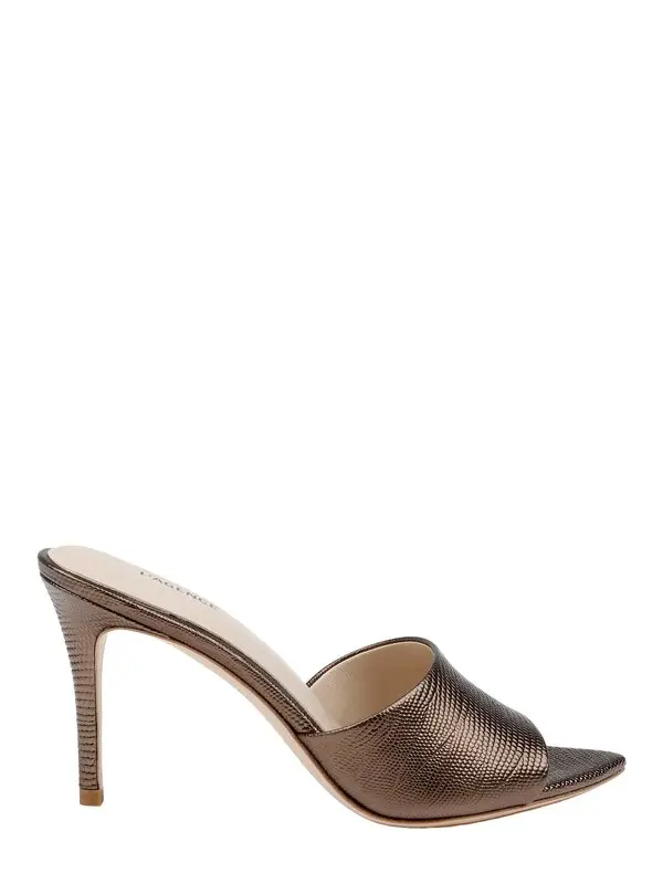 L'Agence Lolita Leather Open-toe Mule - Bronze Lizard