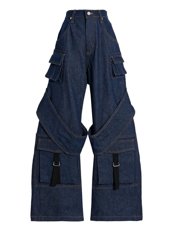 EB DENIM Frederic High-rise Cargo Jeans - Dark Denim