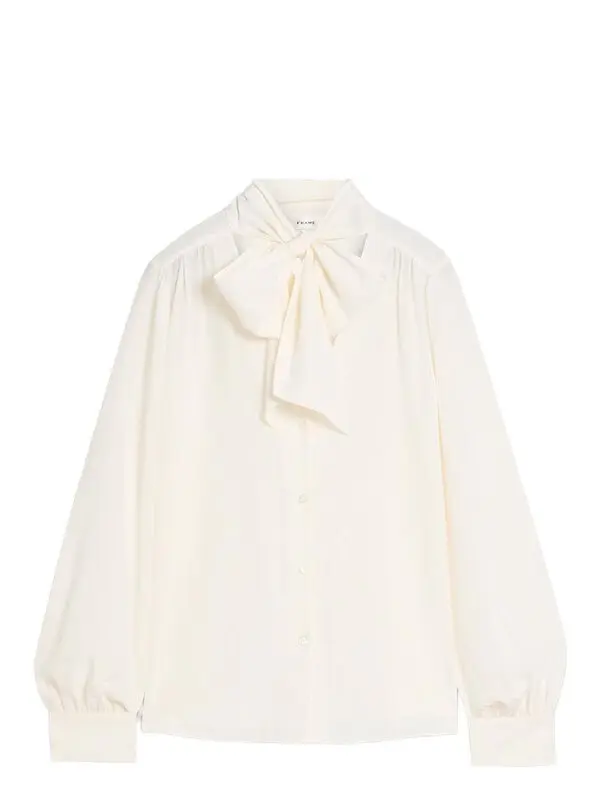 FRAME Pussy-bow Silk Crepe De Chine Blouse - Cream