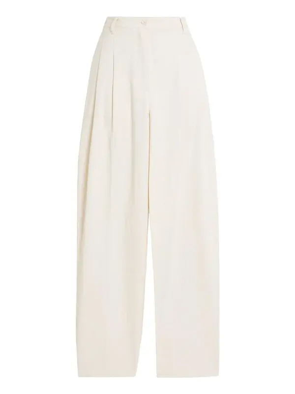 Solid & Striped The Taline Pleated Cotton-twill Tapered Pants - Ecru