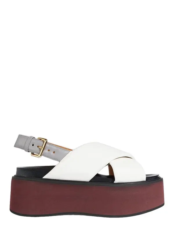 Marni Fussbett Padded Leather Platform Slingback Sandals - White