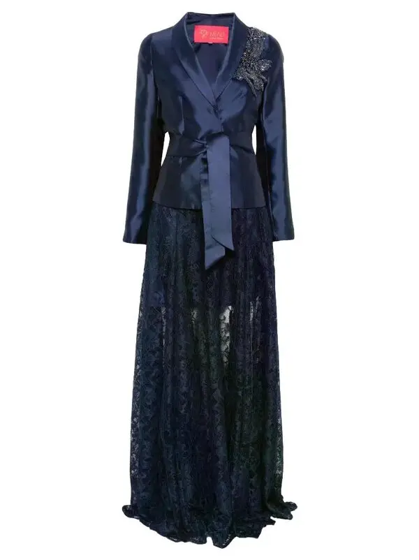 MIAU BY CLARA ROTESCU Lace-detail Maxi Dress - Blue