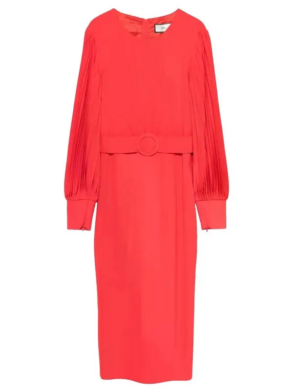 NISSA Belted Midi Dress - Red