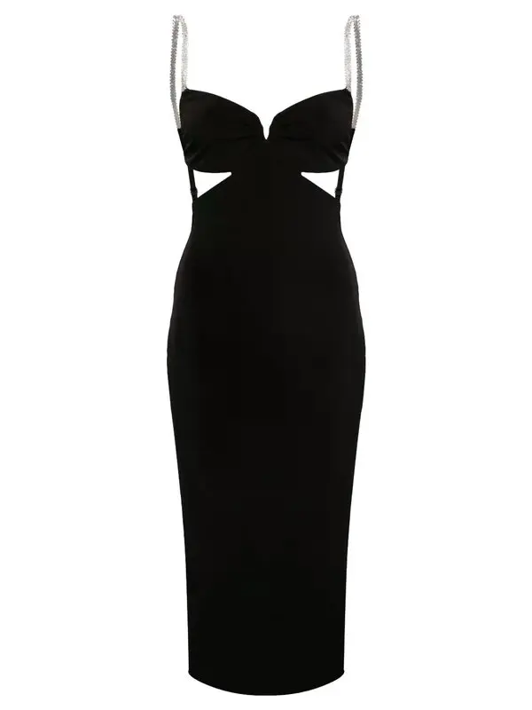NISSA Open-back Jersey Midi Dress - Black
