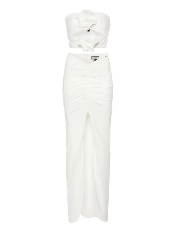 NISSA Floral-appliqué Skirt Set - Neutrals