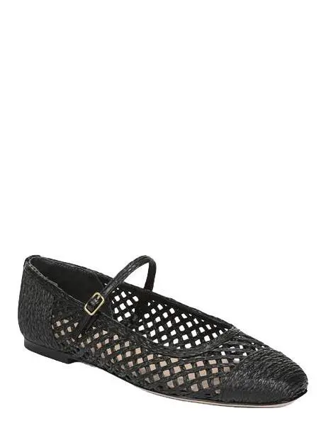 Veronica Beard Ellie Raffia Mary Jane Flat - Black