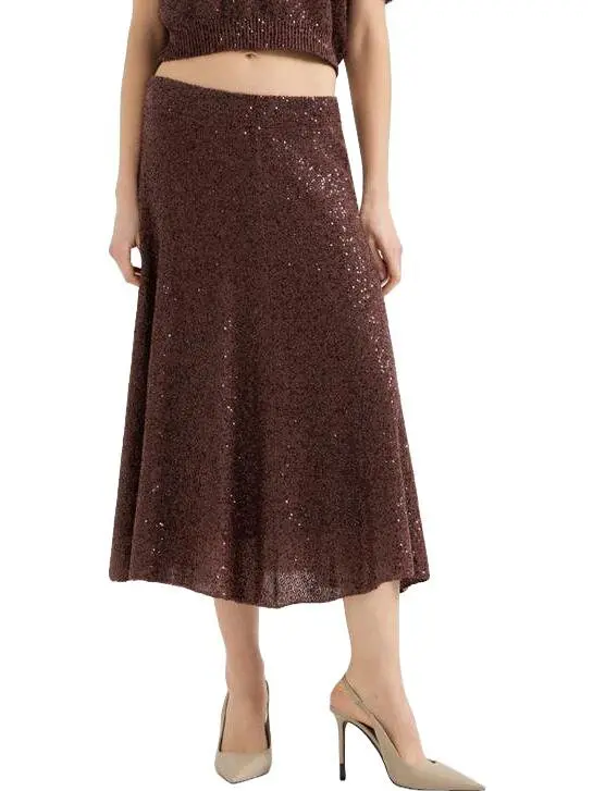 Brunello Cucinelli Knitted Skirt - Bordeaux