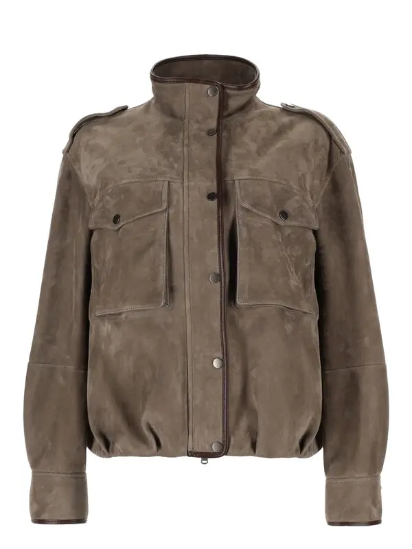 Brunello Cucinelli Leather Jacket - Dove
