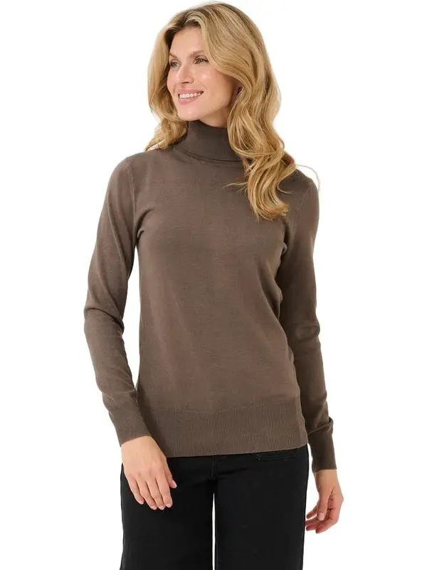 KAFFE Kaastrid Roll Neck Jumper - Major Brown