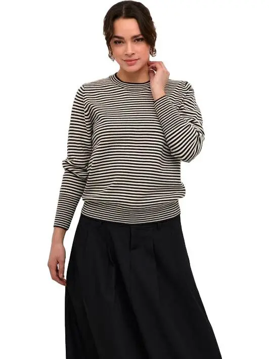 KAFFE Kanala Striped Pullover - Chalk/black