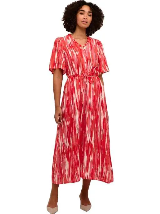 KAFFE Arina Printed Maxi Dress - Pink Abstract Print