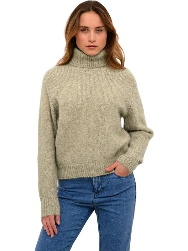 KAFFE Katrina Rollneck Long Sleeve Pullover - Feather Gray Melange