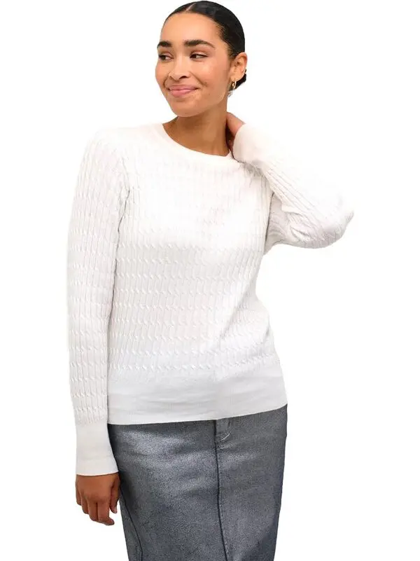 KAFFE Kasilla Cable Knit Pullover - Chalk
