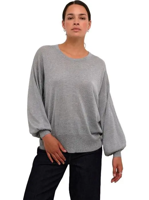 KAFFE Kaankra Shimmer Knit Pullover - Grey Melange