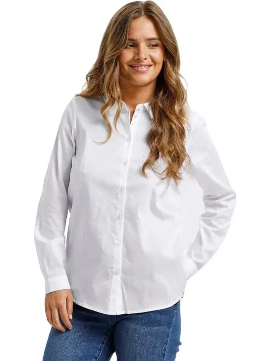 KAFFE Long Sleeve Button-up Shirt - Optical White