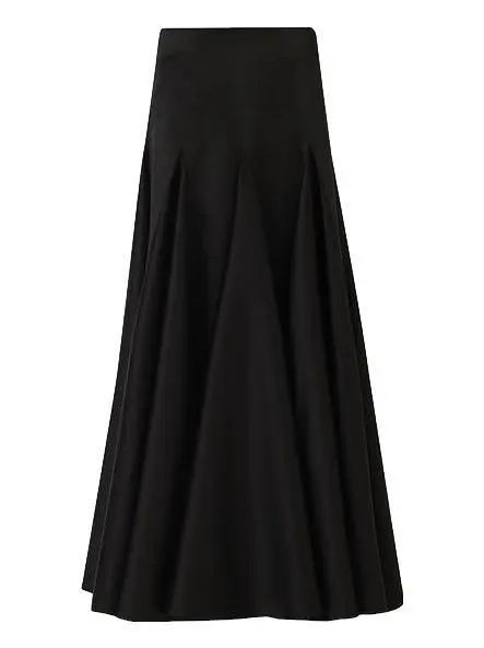 LEEM Flared Godet Midi Skirt - Black