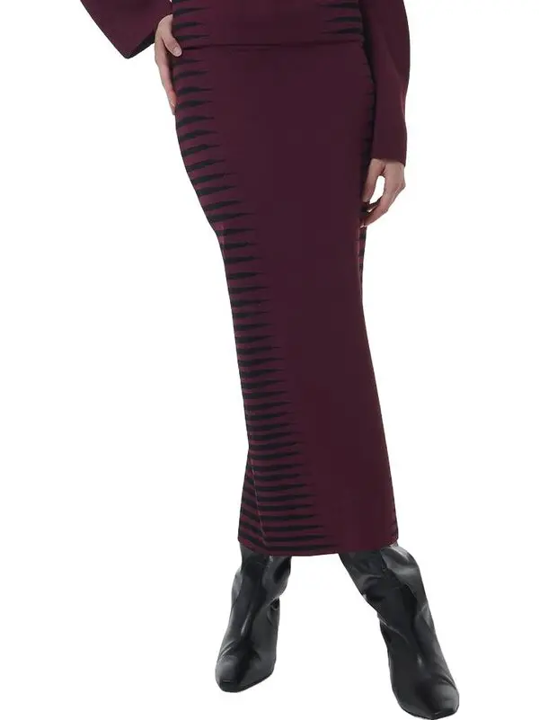 LEEM Jacquard Pencil Skirt - Red