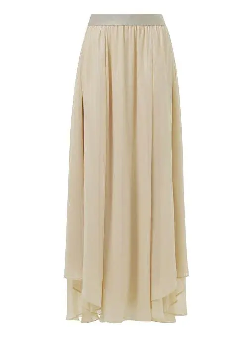 LEEM Asymmetric Skirt With Elasticated Waistband - Neutrals
