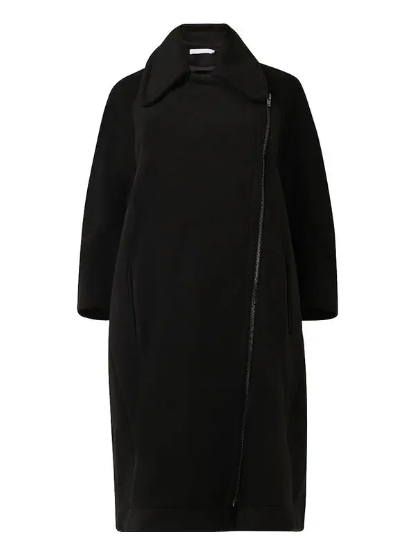 LEEM Boxy Wool-blend Biker Coat - Black