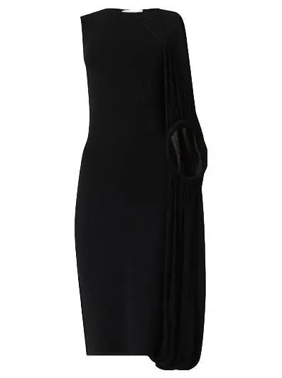 LEEM Asymmetric Shoulder Knit Dress - Black