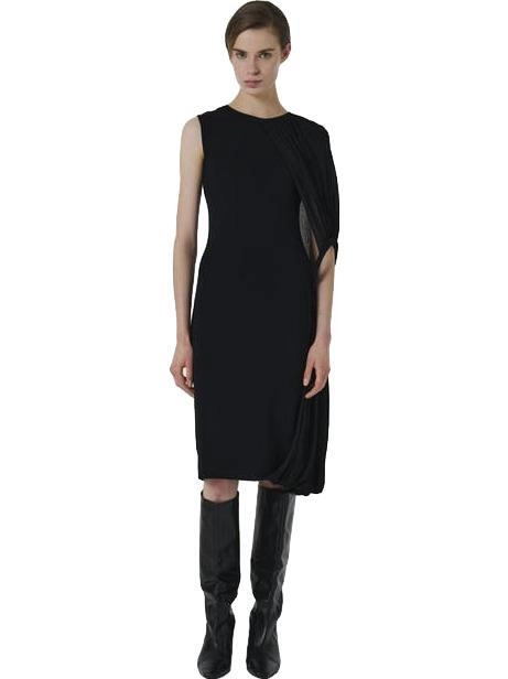 LEEM Asymmetric Shoulder Knit Dress - Black