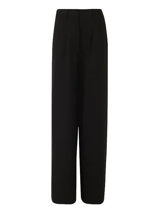 LEEM Wide-leg Pleated Trousers - Black