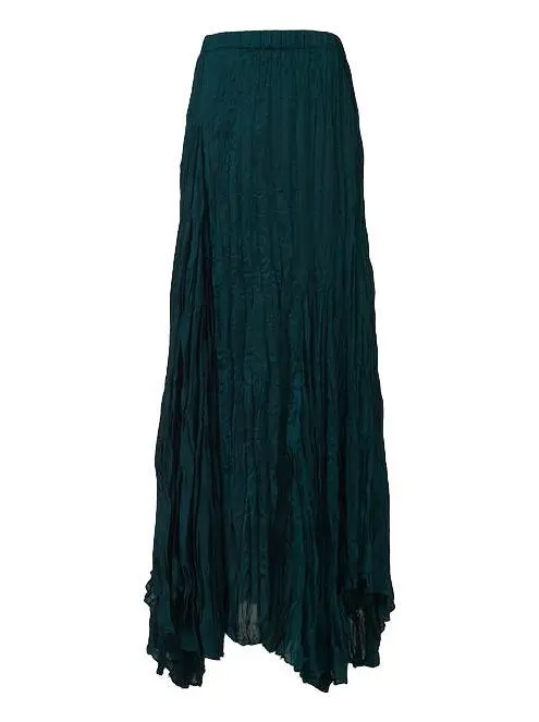 LEEM Asymmetric Plisse Maxi Skirt - Green