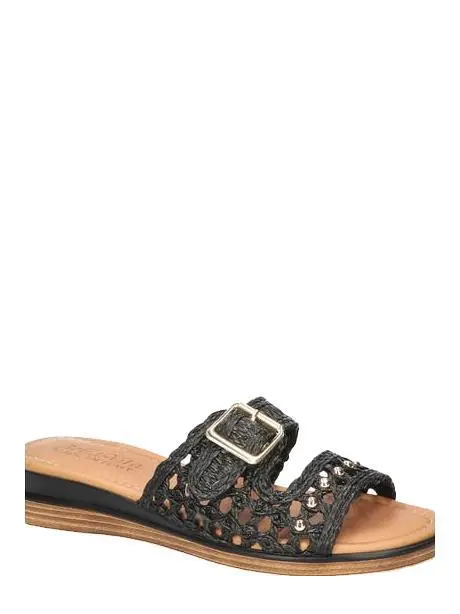 BELLA VITA Woven Wedge Sandals - Black Raffia