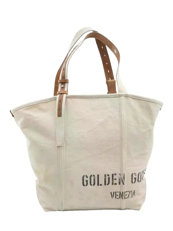 GOLDEN GOOSE Logo Print Tote Bag - Neutrals