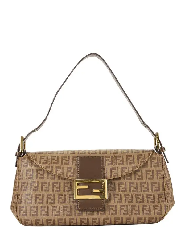 Fendi Zucchino Coated Canvas Shoulder Bag - Brown