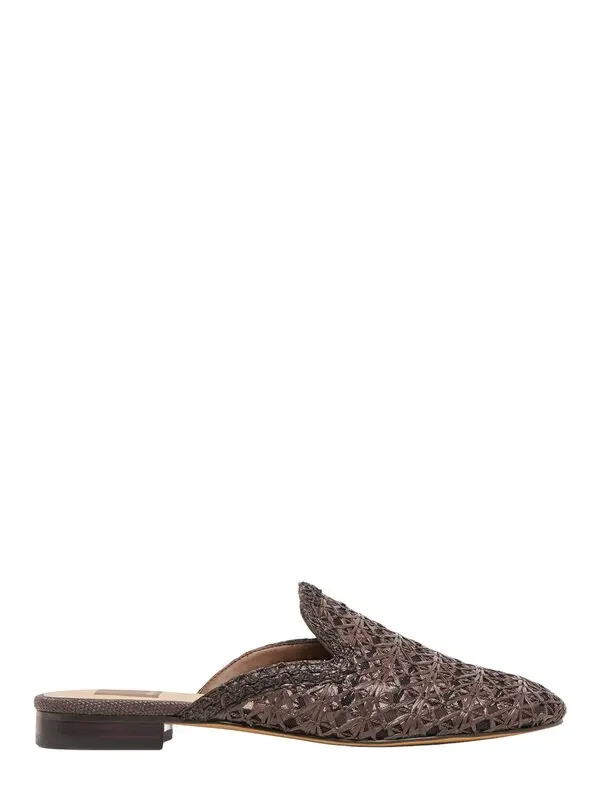 DOLCEVITA Kirt Raffia Mules - Chocolate Cross Hatch Raffia