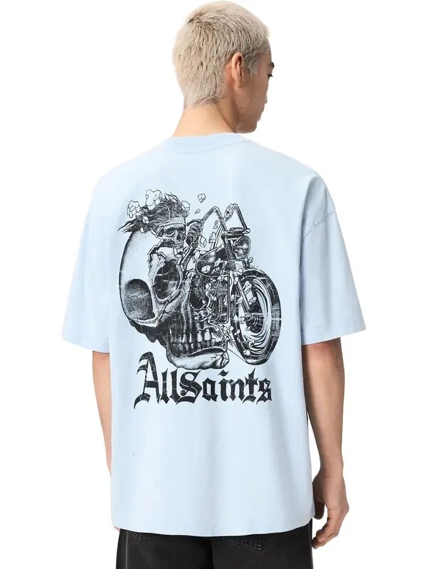 ALLSAINTS Panhead Oversized Graphic T-shirt - Villa Blue