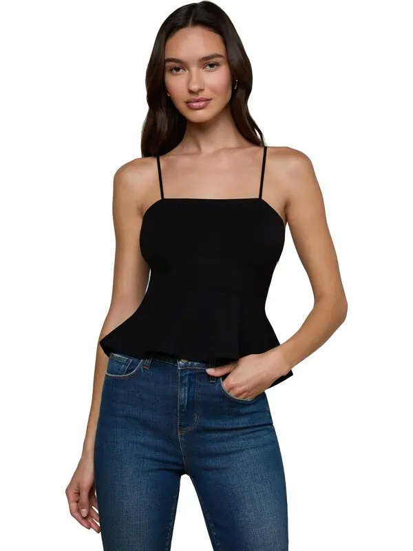L'Agence Parisa Peplum Top - Black