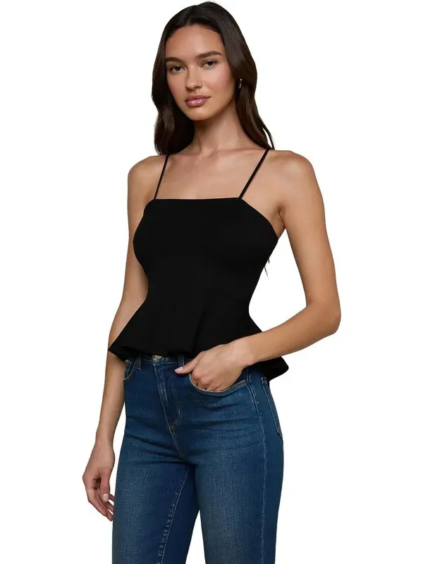 L'Agence Parisa Peplum Top - Black