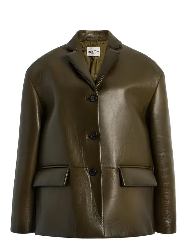 Miu Miu Leather Jacket - Green