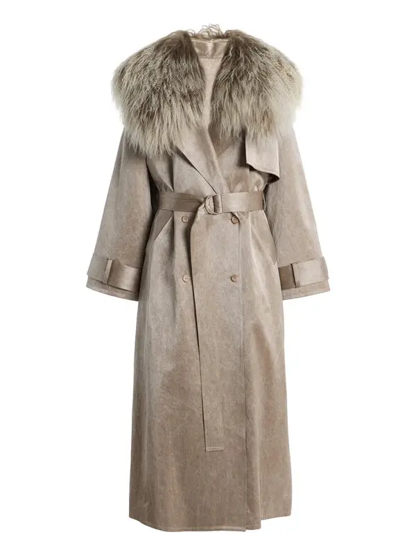Lapointe Shearling-trimmed Cotton Coat - Grey