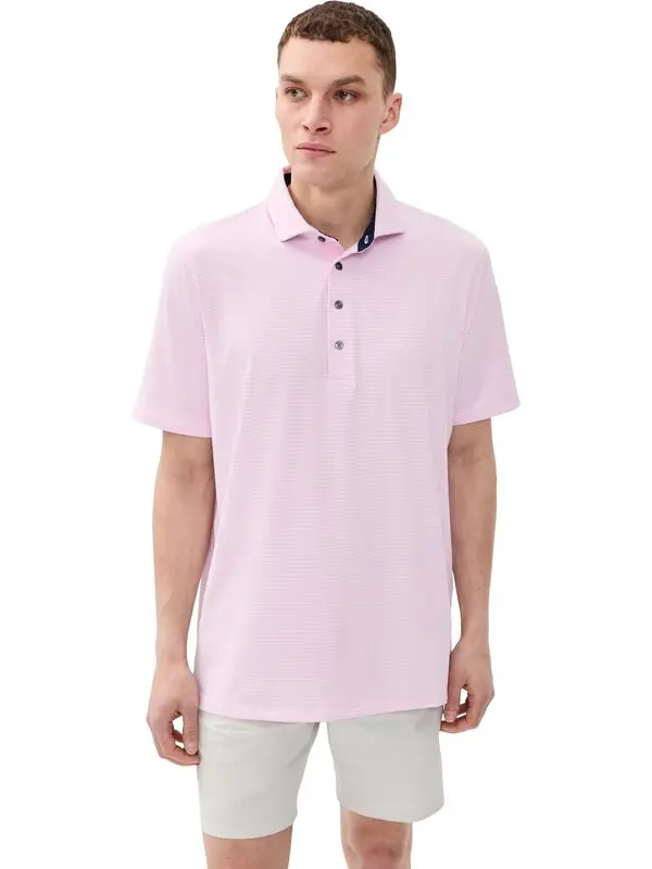 Greyson Saranac Striped Polo - Sunrise/arctic