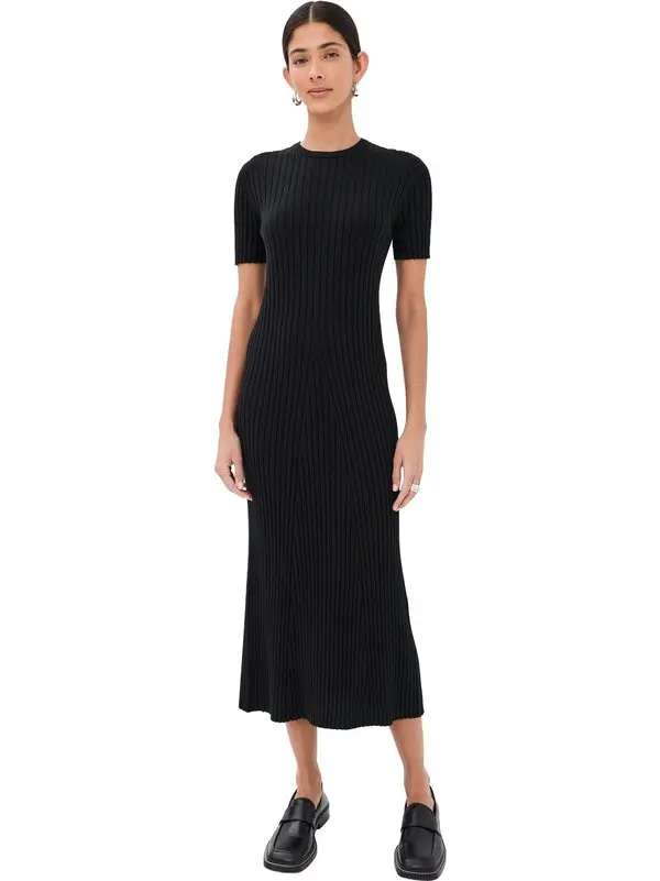 LISA YANG Ribbed Knit Midi Dress - Noir