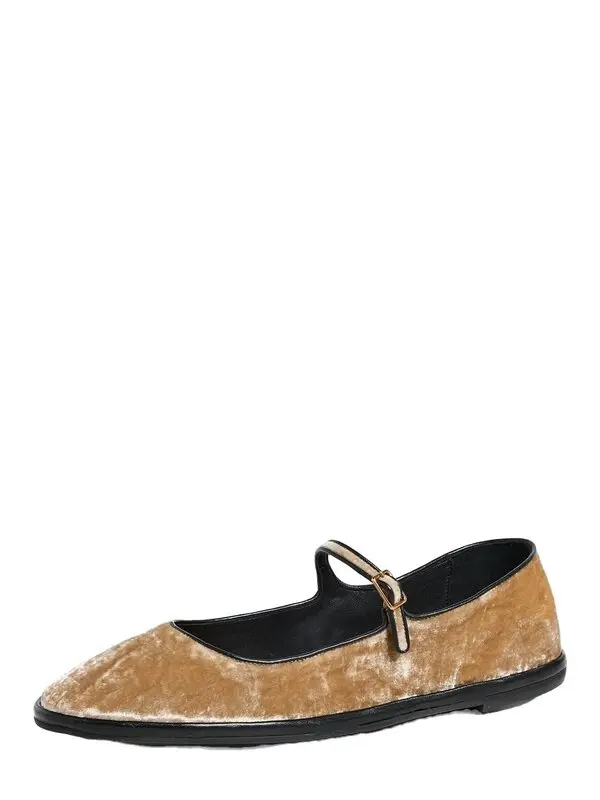 EMME PARSONS Salomé Flats - Champagne Velvet/black Piping