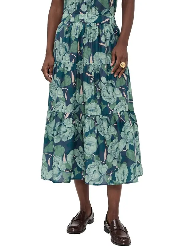 Birds Of Paradis Mckenna Floral Print Skirt - Hushed Shadow