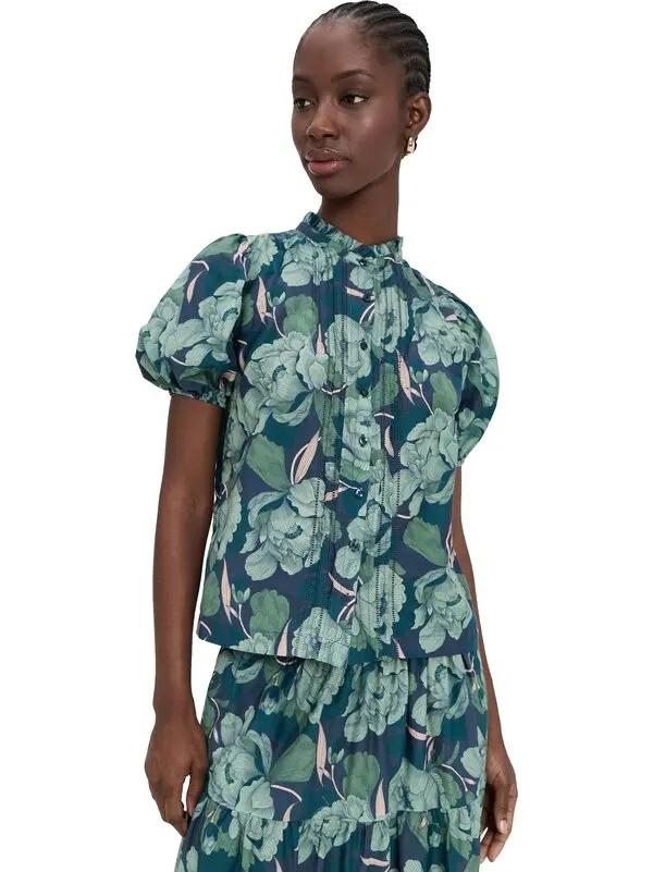 Birds Of Paradis Mira Floral Blouse - Hushed Shadow